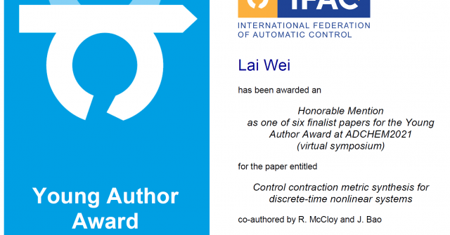 Lai Wei awarded Honorable Mention as finalist for the Young Author Award